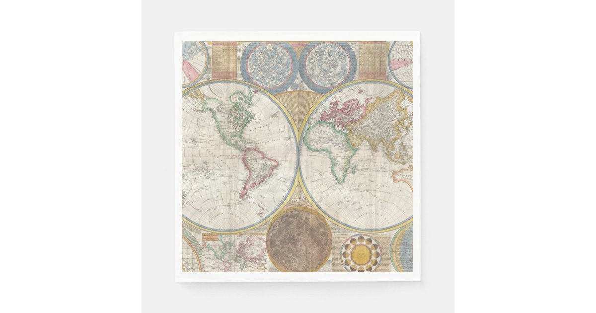 Vintage WORLD MAP Napkin | Zazzle