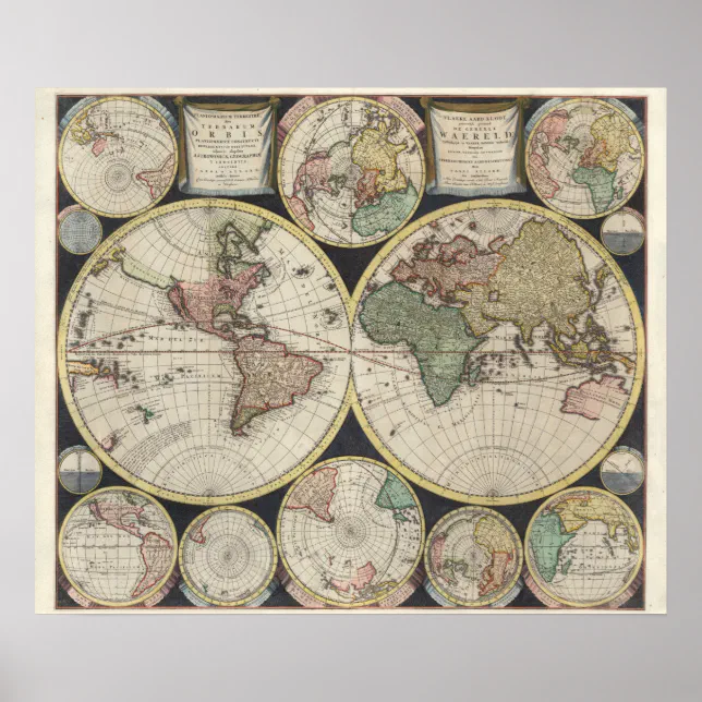 Vintage World Map Poster | Zazzle