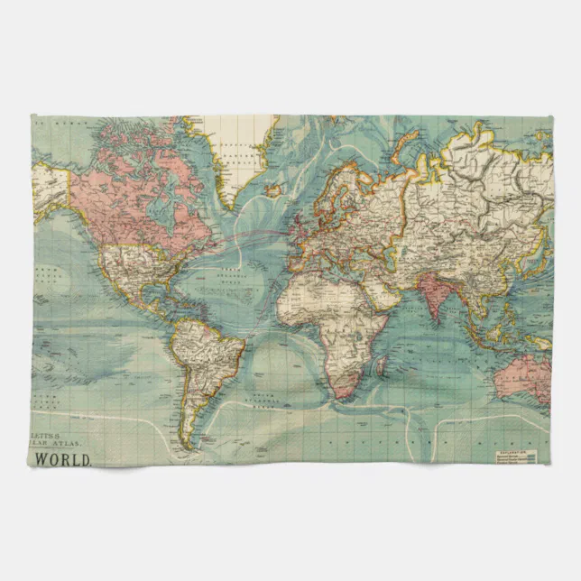 Vintage World Map Tea Towel | Zazzle