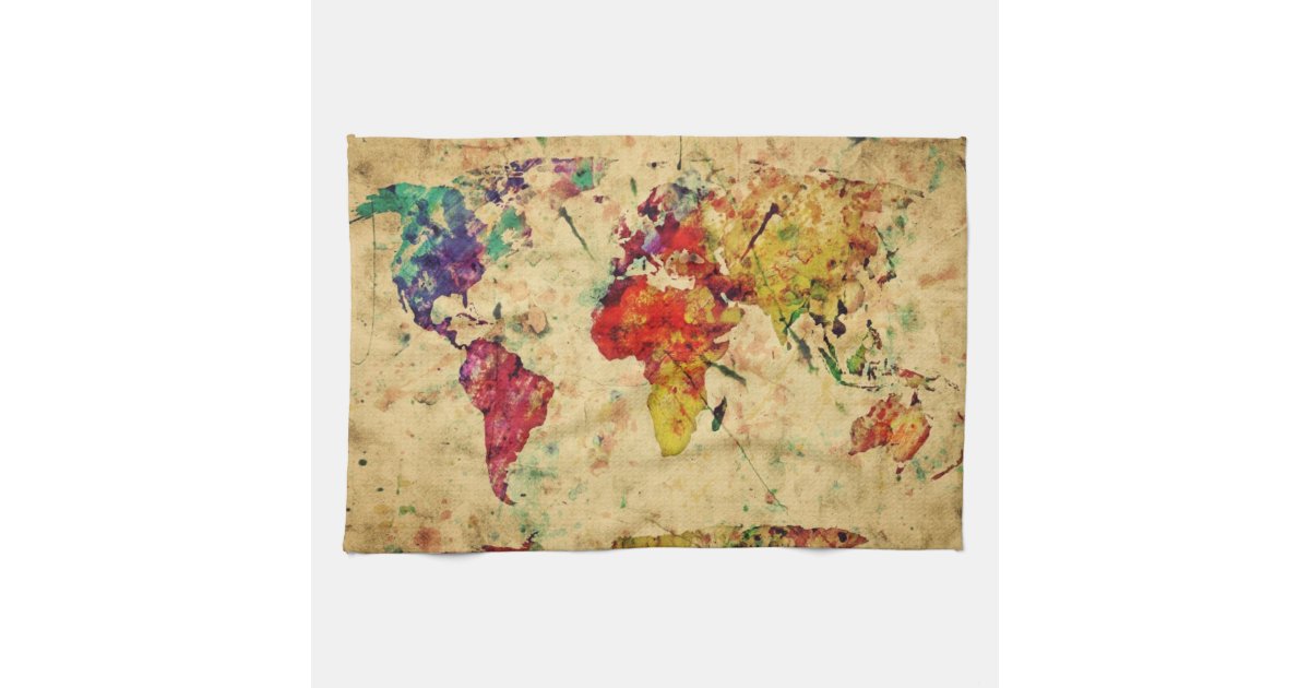 Vintage world map tea towel | Zazzle