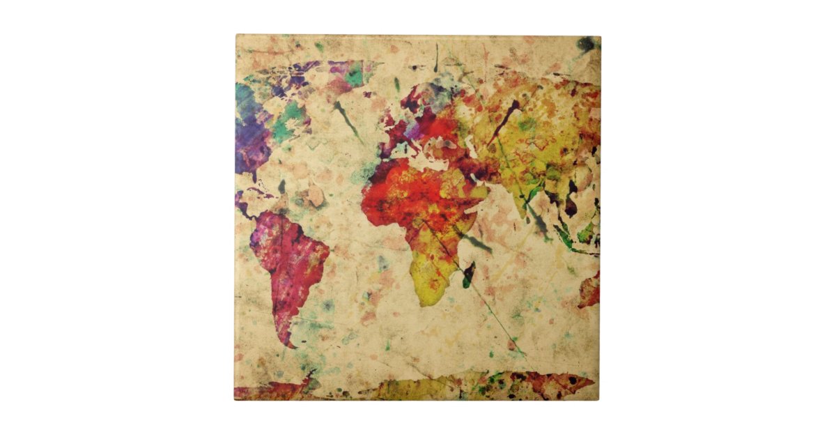 Vintage world map tile | Zazzle