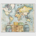 Vintage World Map Travel Wrapping Paper | Zazzle