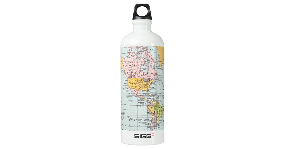 Vintage World Map Water Bottle | Zazzle