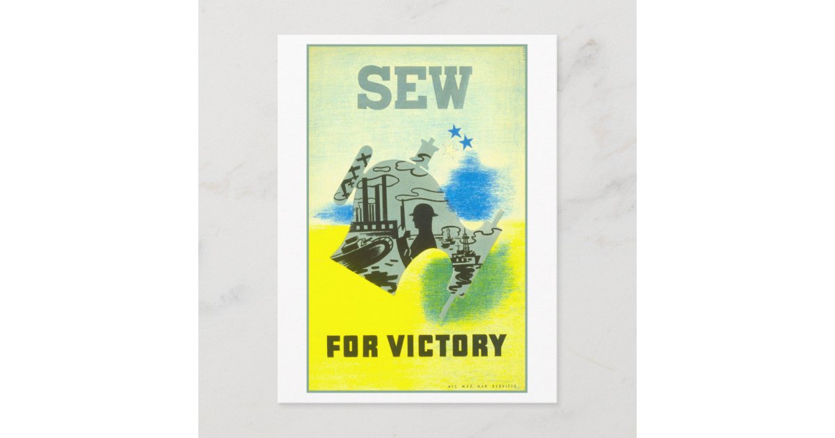Vintage WPA Poster Sew for Victory Postcard | Zazzle