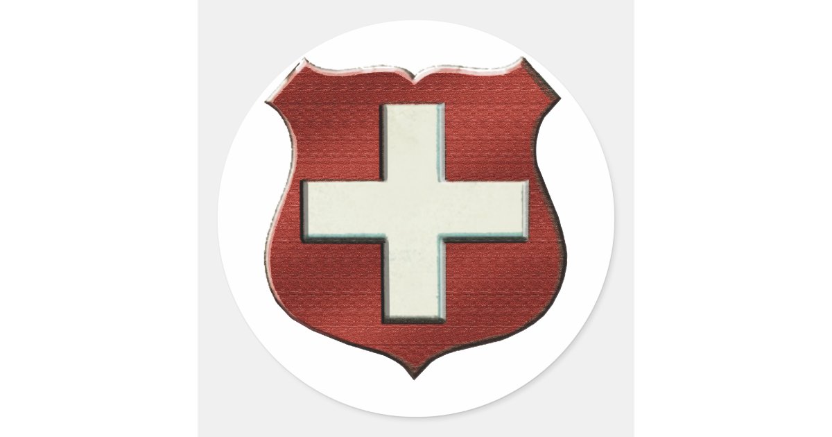 VintageRetro Swiss Shield for Swiss people Classic Round Sticker | Zazzle