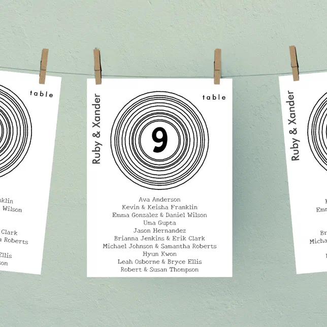 Vinyl Record Drawing Hanging Table Seating Card | Zazzle