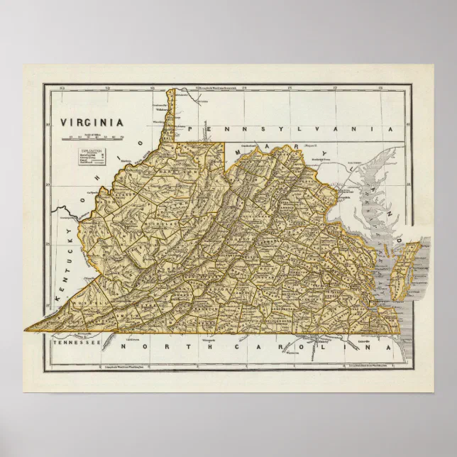 Virginia Atlas Map Poster | Zazzle
