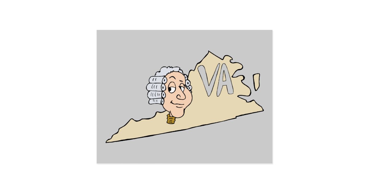 Virginia State VA Cartoon with George Washington Postcard | Zazzle.co.uk
