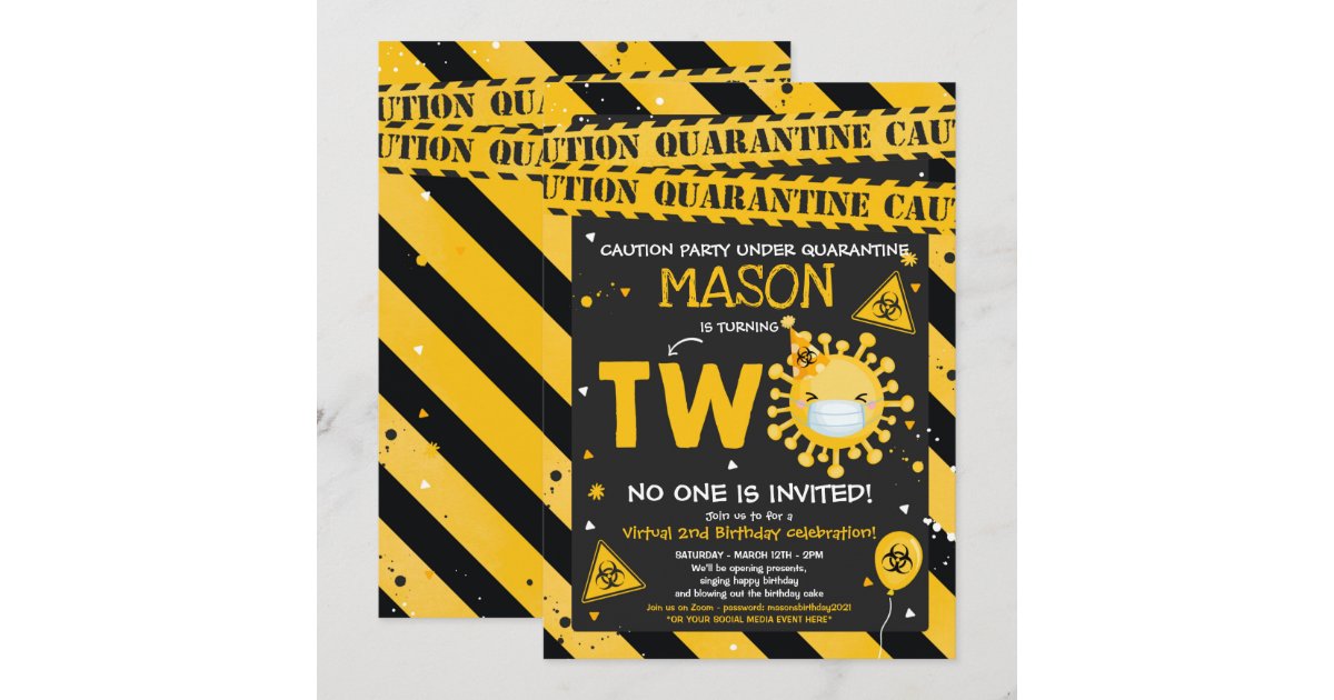 Virtual 2nd Birthday Party Quarantine 2nd Birthday Invitation | Zazzle