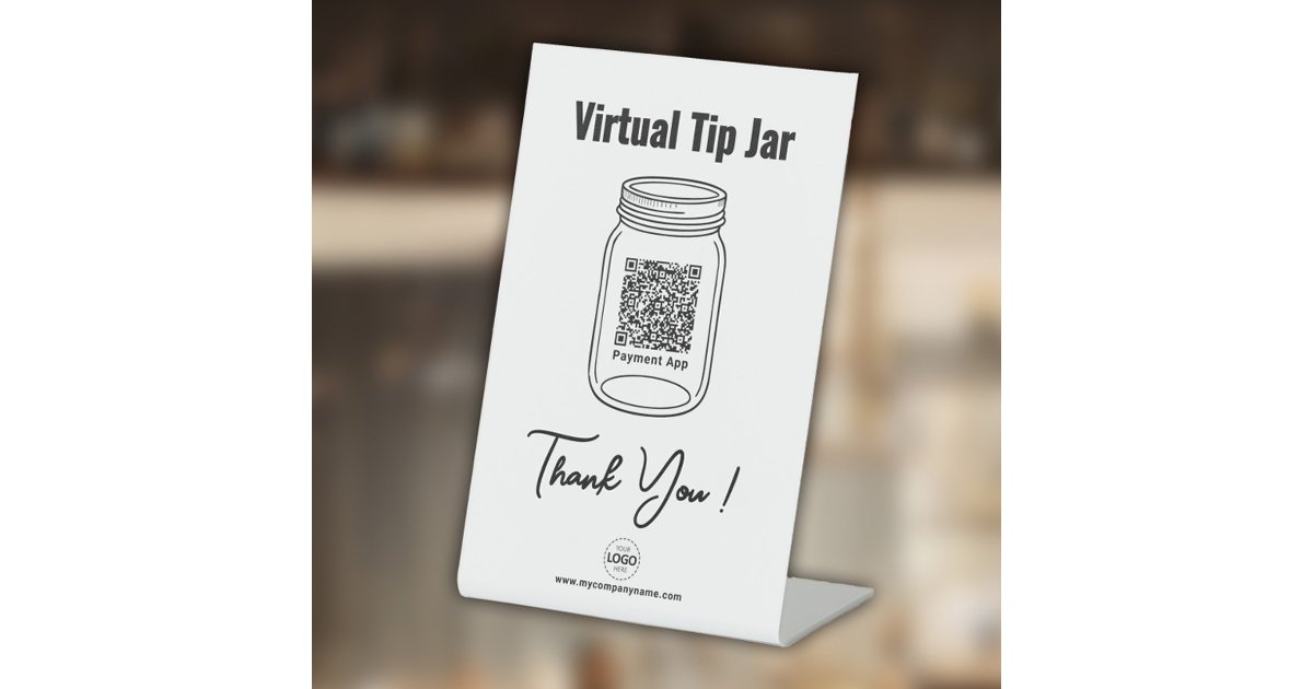 Virtual Tip Jar, Custom QR Code Payment App, White Pedestal Sign | Zazzle