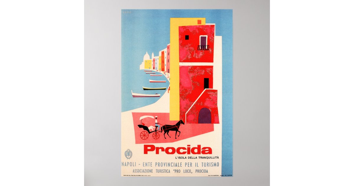 Visit PROCIDA Naples Coast South ITALY ENIT Travel Poster | Zazzle