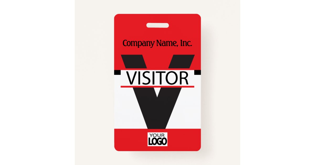 Visitor Badge with your Logo - Red ID Badge | Zazzle