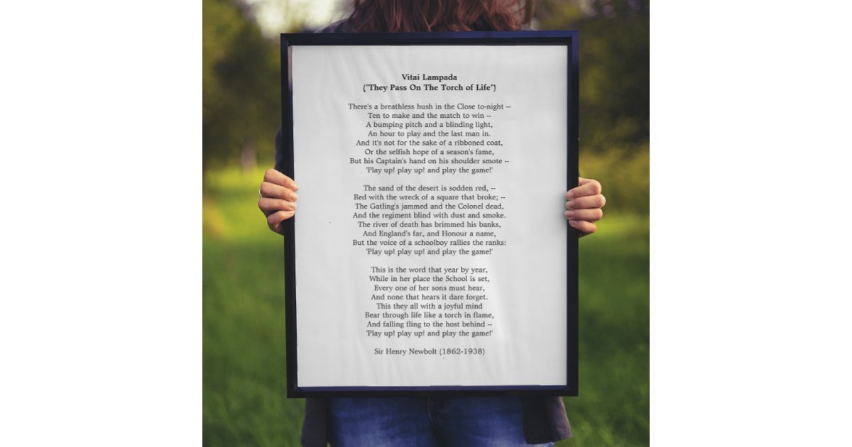 Vitai Lampada Newbolt Poem Poster | Zazzle