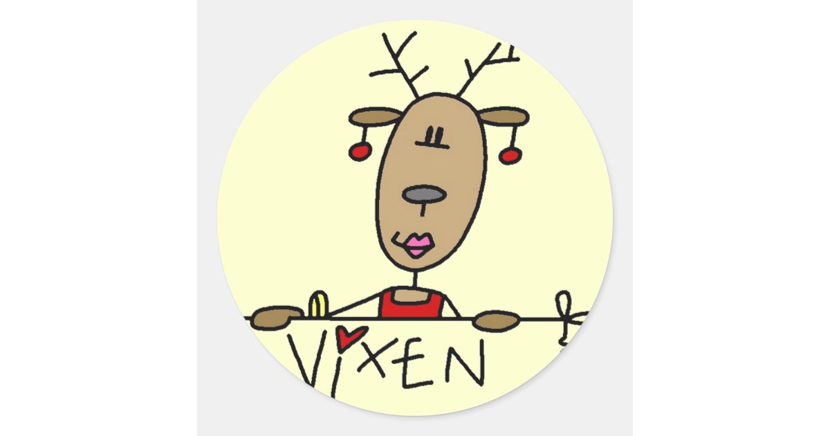 Vixen Reindeer Tshirts and Gifts Classic Round Sticker | Zazzle