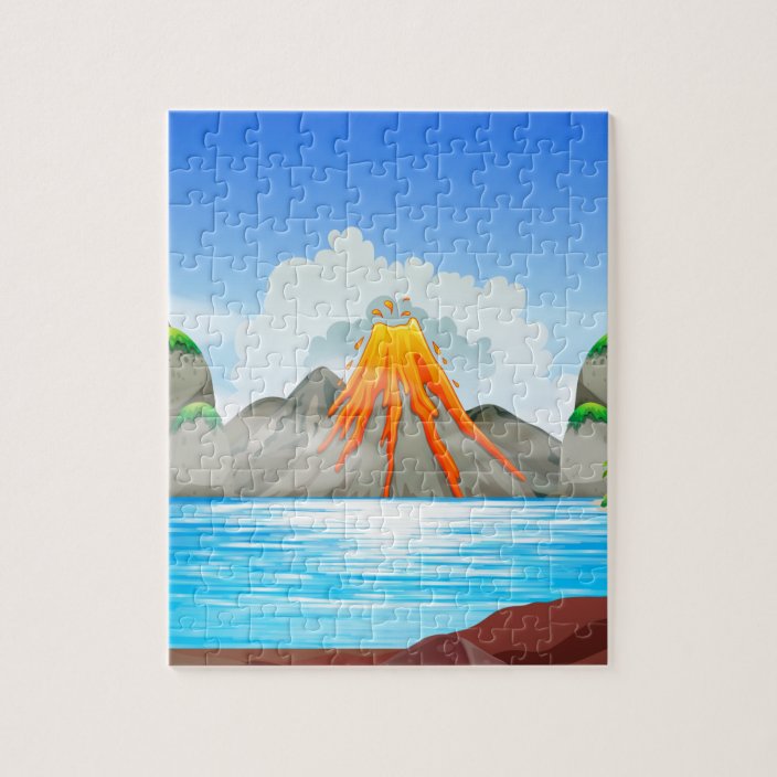 Volcano eruption at the lake jigsaw puzzle | Zazzle.co.uk