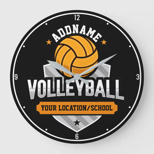 Volleyball ADD TEXT School Varsity Team Player Large Clock | Zazzle