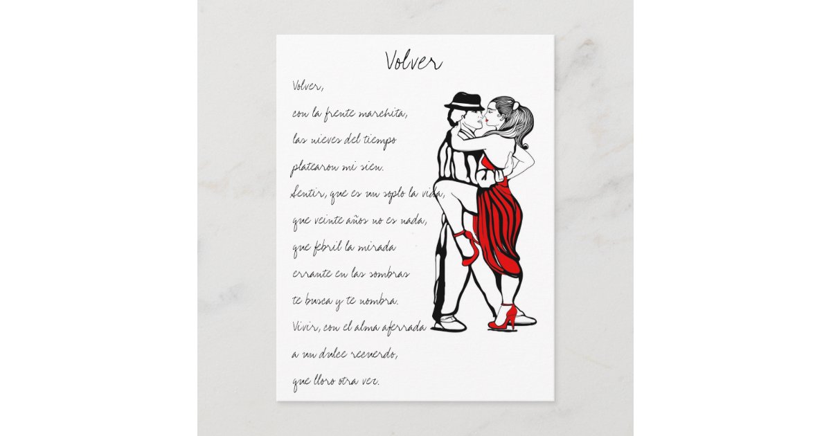 Volver Tango Lyrics Postcard | Zazzle