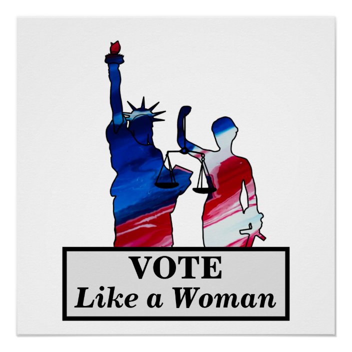 VOTE BLUE Women Liberty Justice Flag Elections Poster | Zazzle.co.uk