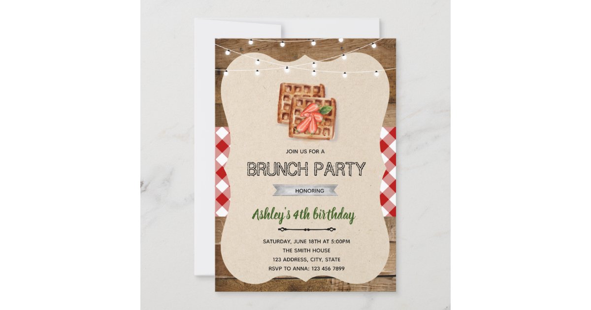 Waffle breakfast party invitation | Zazzle