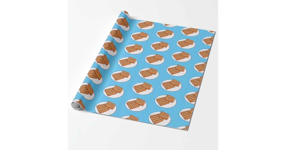 Waffle cartoon illustration wrapping paper | Zazzle