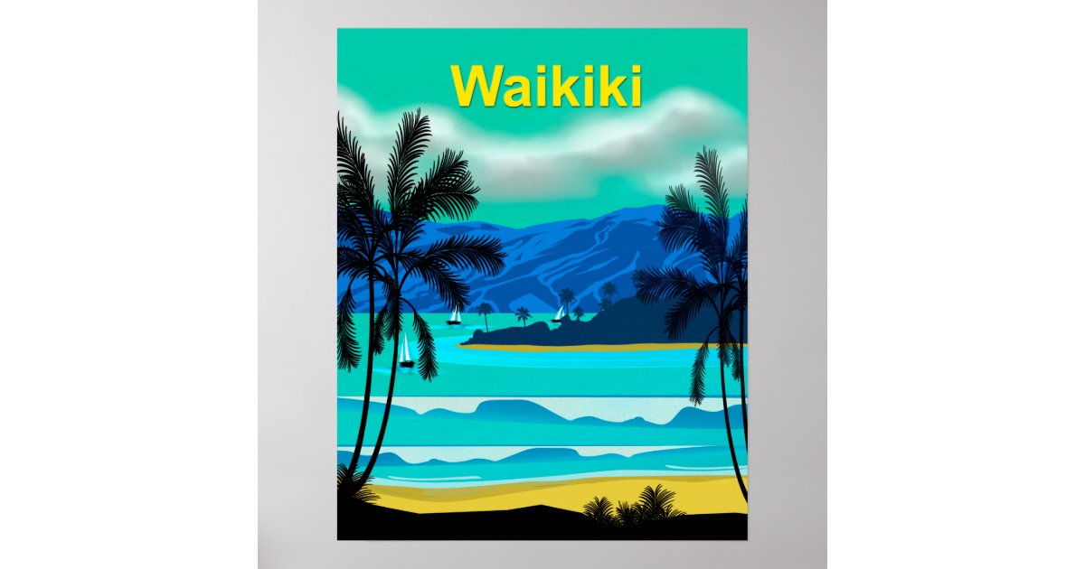 Waikiki Hawaii Travel Poster | Zazzle