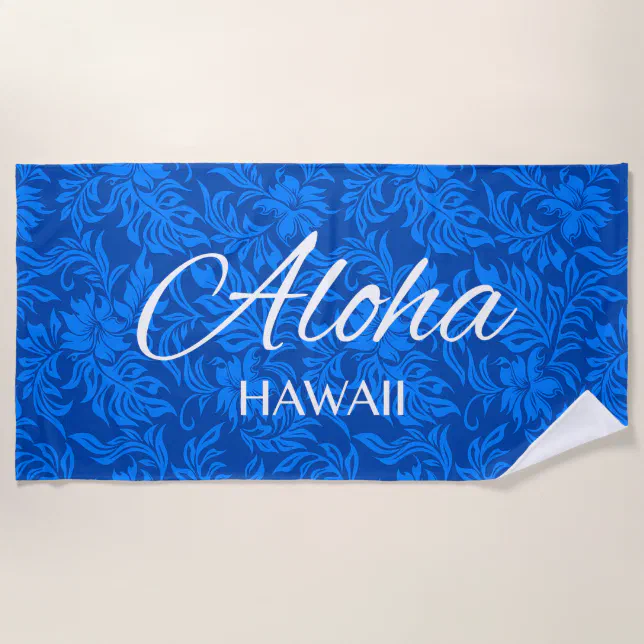 Waikiki Hibiscus Hawaiian Aloha Floral Royal Blue Beach Towel | Zazzle