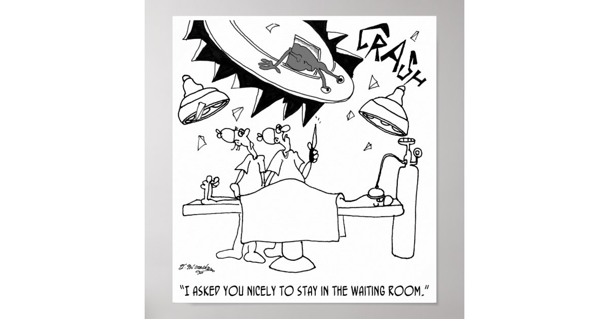 Waiting Room Cartoon 9481 Poster | Zazzle