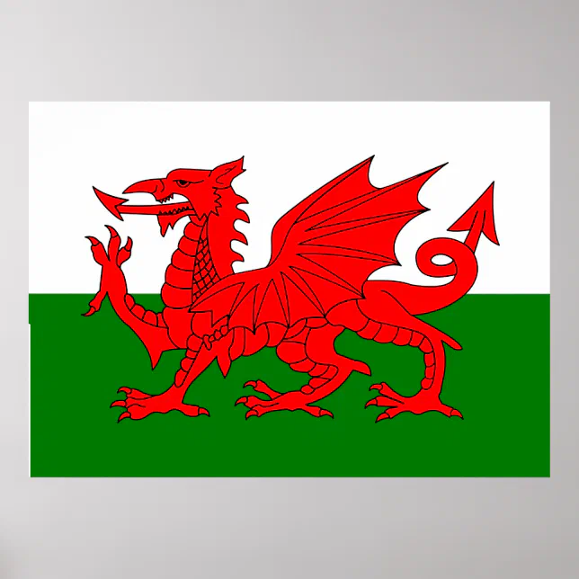 Wales flag Welsh red dragon Poster | Zazzle