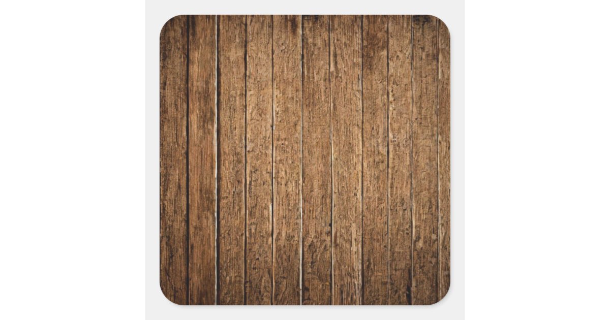 Walnut Wood Planks Square Sticker | Zazzle