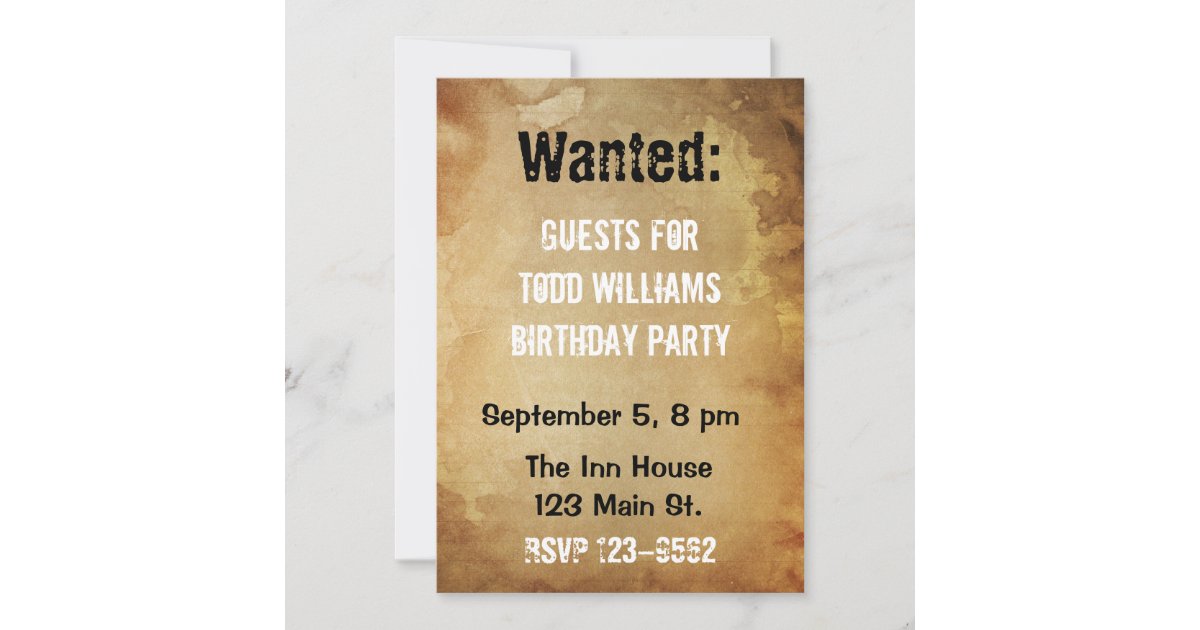 Wanted Poster Birthday Invitation | Zazzle