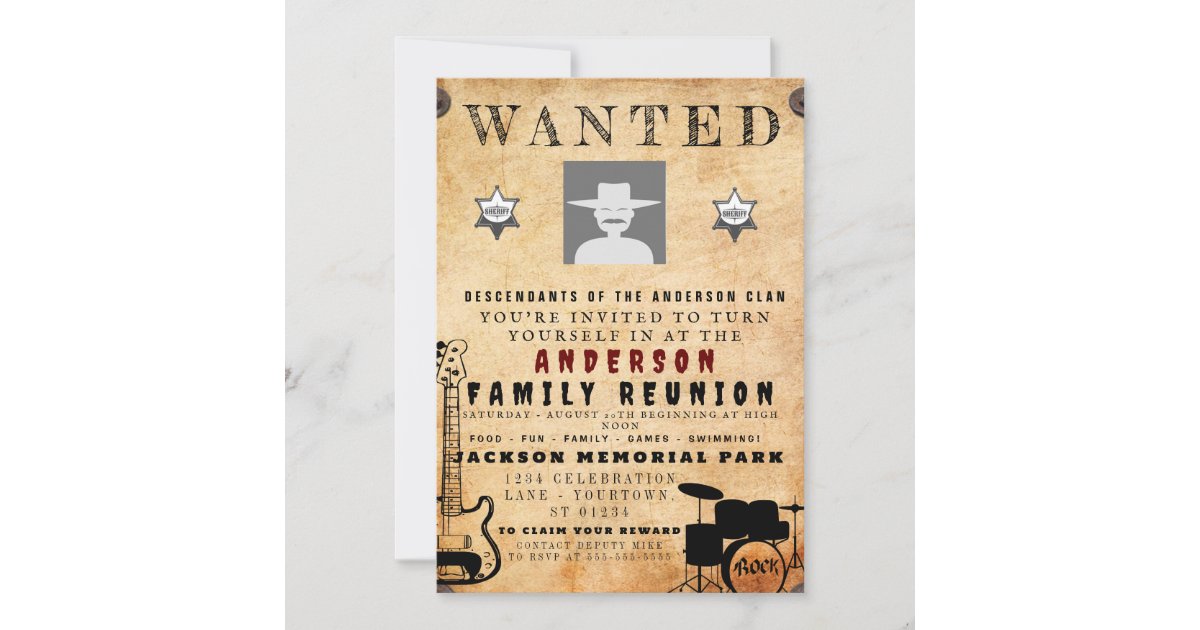 Wanted Poster Family Reunion Barbeque Invitation | Zazzle