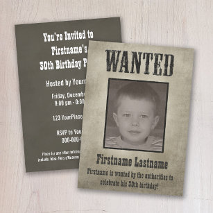 Wanted Birthday Invitations & Invitation Templates | Zazzle UK