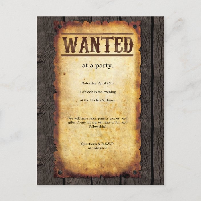 Wanted Poster Invitations | Zazzle.co.uk