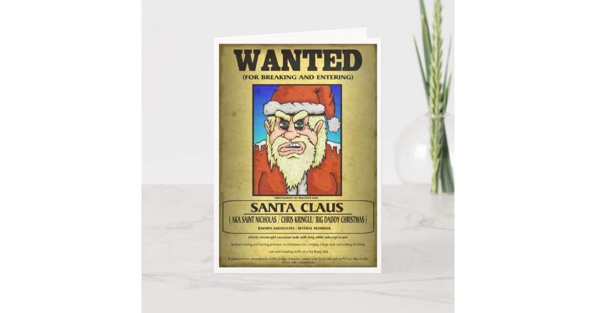 Wanted Poster Santa Holiday Card | Zazzle