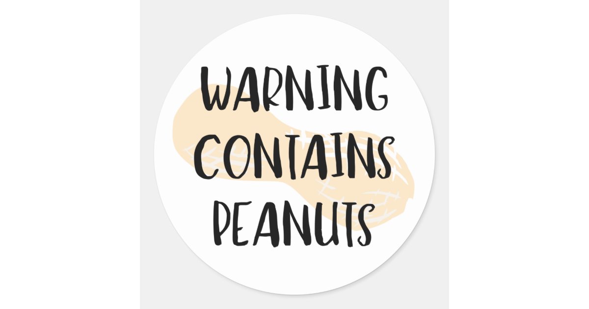 Warning Contains Peanuts Allergen Label Peanut | Zazzle