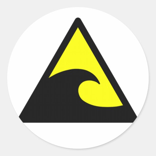 Warning Tsunami Wave Sign Classic Round Sticker | Zazzle.co.uk