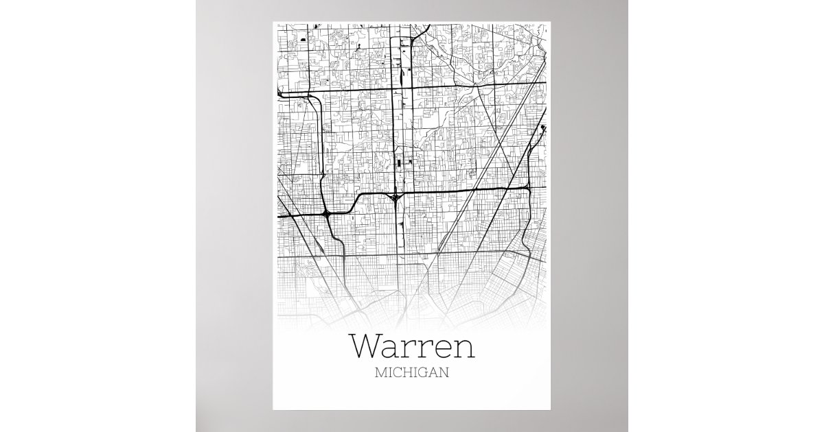 Warren Map - Michigan - City Map Poster | Zazzle
