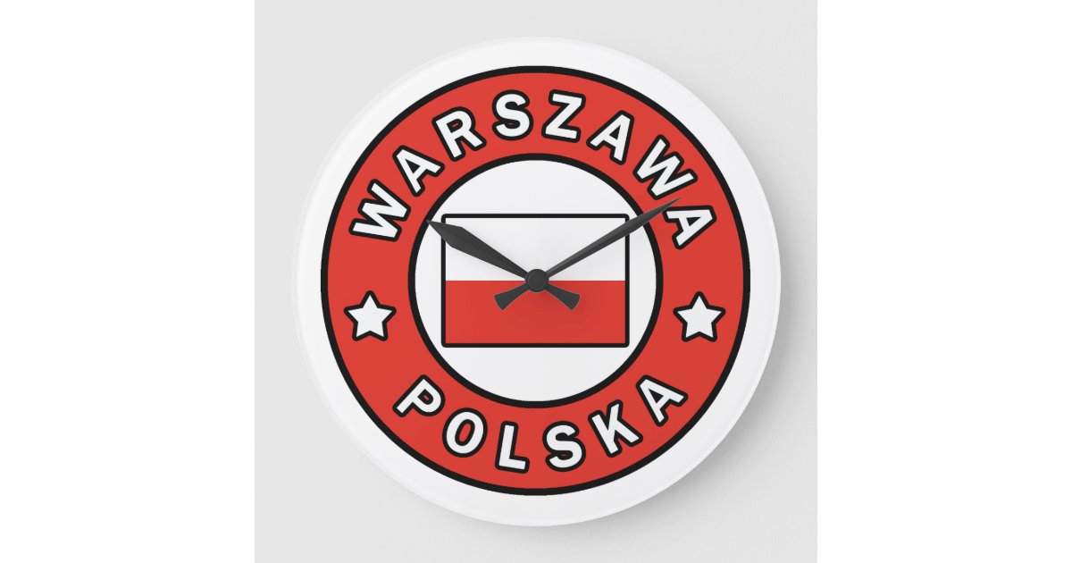 Warszawa Polska Large Clock | Zazzle