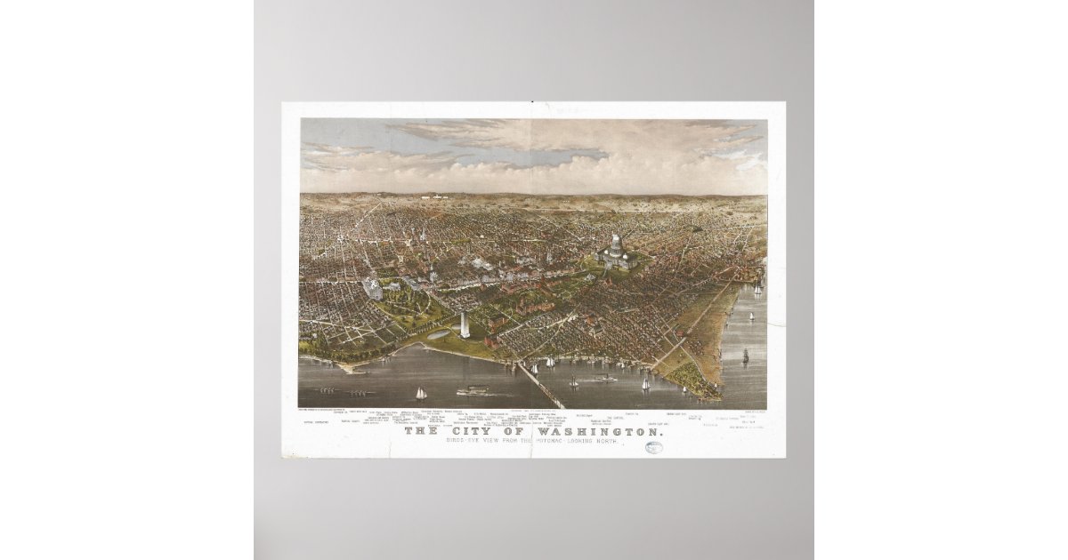 Washington DC 1880 Antique Panoramic Map Poster | Zazzle