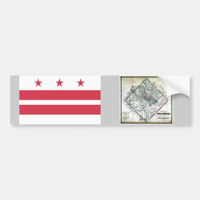 Washington DC Map and Flag Bumper Sticker | Zazzle
