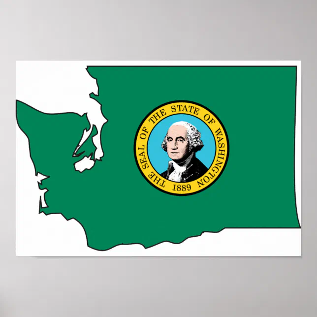 Washington Flag Map Poster | Zazzle