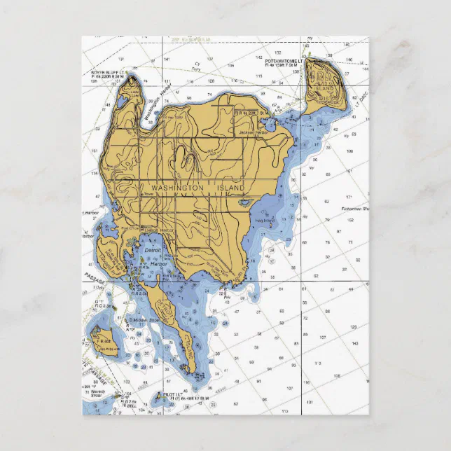 Washington Island, WI Nautical Chart Postcard | Zazzle