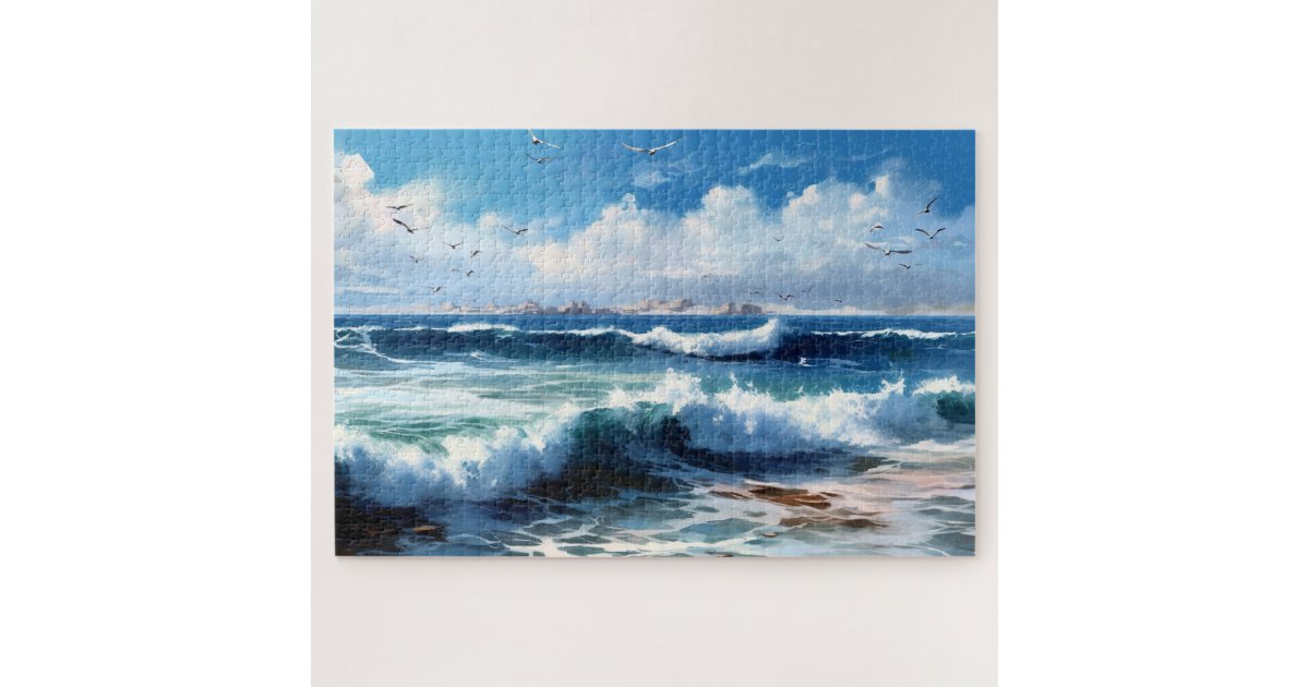 Water colour style seascape jigsaw puzzle | Zazzle