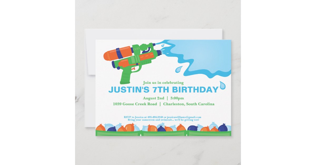 Water Gun Party Invitation | Zazzle