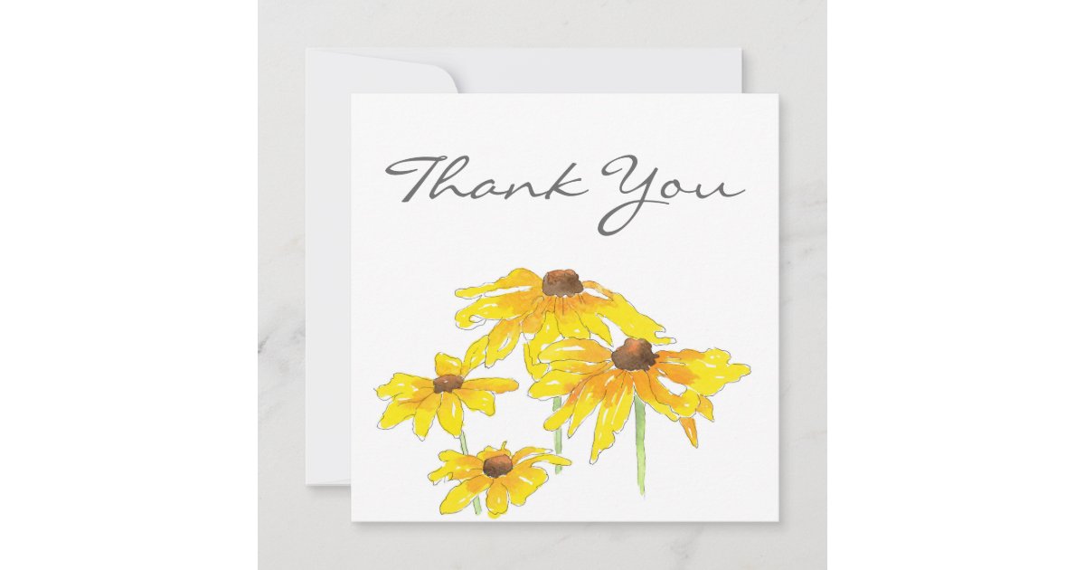 Watercolor and Pen Black Eyed Susan Thank You Card | Zazzle