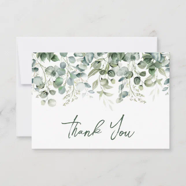 Watercolor Eucalyptus Greenery Wedding Thank You Card | Zazzle