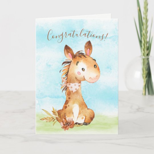 Watercolor Horse Farm Congratulations Card | Zazzle.co.uk