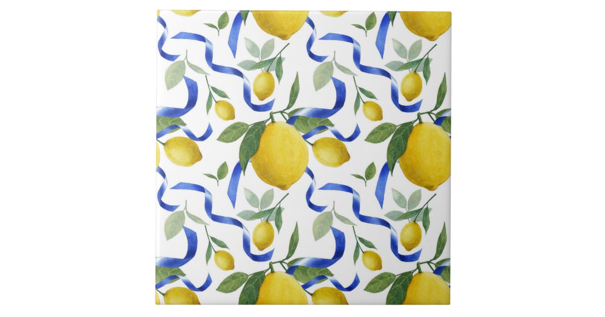 Watercolor Italian Lemon Pattern Tile | Zazzle