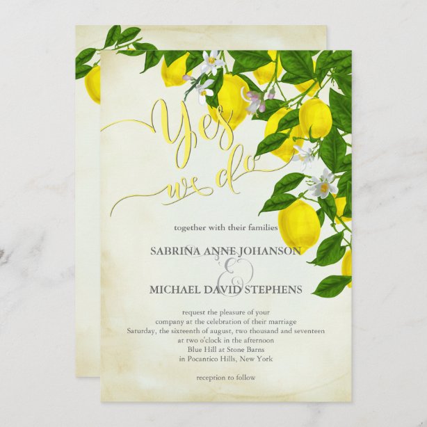 Lemon Wedding Invitations | Zazzle.co.uk