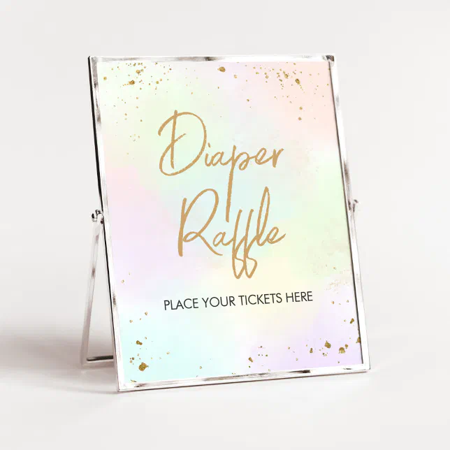 Watercolor Rainbow Baby Shower Diaper Raffle Poster | Zazzle